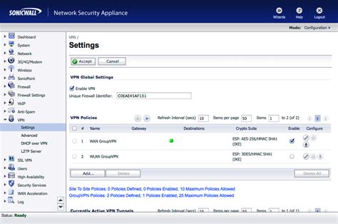 SonicWall TZ205 VPN Setup For OSX