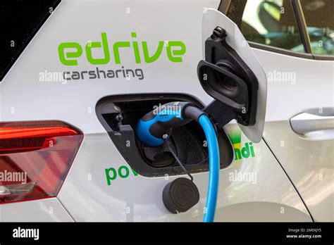 Charging Port Of An Edrive Carsharing Electric Vehicle At The Interlaken Ost Train Station Stock