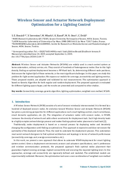 Pdf Wireless Sensor And Actuator Network Deployment Optimization For A Lighting Control