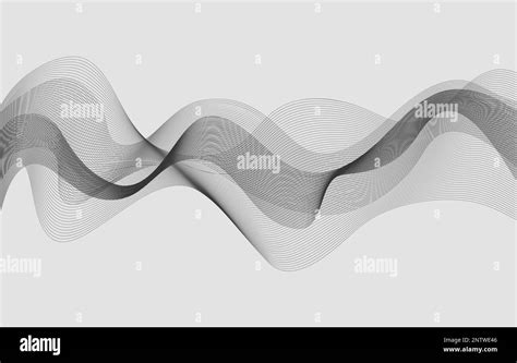 Gray Geometric Grid Wave Abstract Futuristic Flow Curve Stock Vector