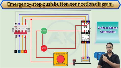 Emergency Stop Push Button Connection With Induction Motor Youtube