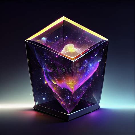 3d Illustration Of A Crystal Cube With A Cosmic Pattern Inside Ai