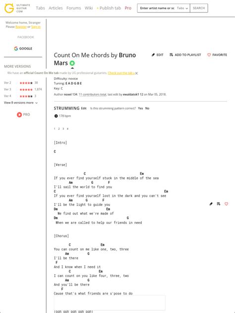 Count On Me Chords By Bruno Mars Pdf Musical Forms Musicology