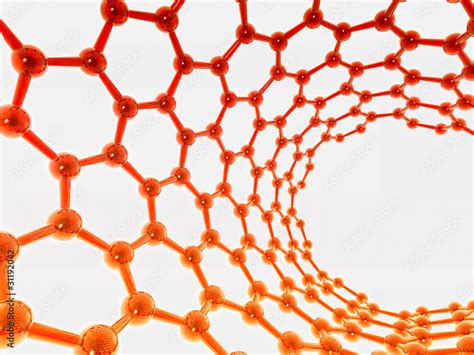 Red Orange Reflective Nanotube Structure On White Background Stock Illustration Adobe Stock