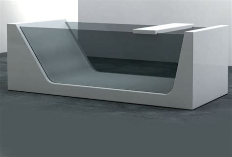AV Contoured Corian And Glass Tub With Integrated Overflow And Chrome Tub Drain