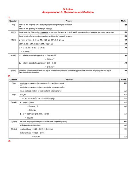 solution assignment no 8 momentum and collision pdf