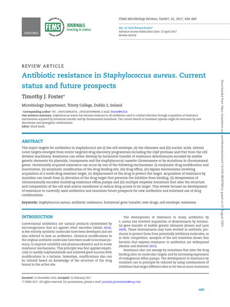 Antibiotic Resistance In Staphylococcus Aureus Current Pdf Staphylococcus Aureus