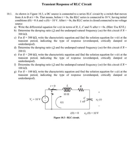 solved transient response of rlc circuit 10 1 as shown in