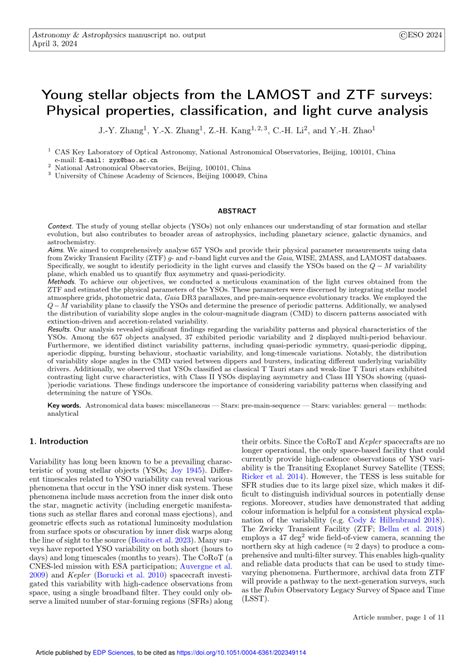 Pdf Young Stellar Objects From The Lamost And Ztf Surveys Physical