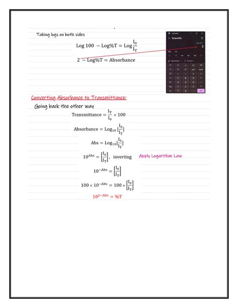 Derivation Of Beer Lambert Law And Conversion Of Transmittance To