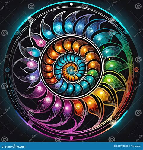 Floral Fibonacci Spiral Sketch Of Harmony Concept Golden Ratio Vector Illustration