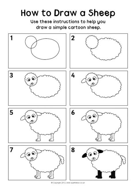 How To Draw A Sheep Instructions Sheet SB SparkleBox