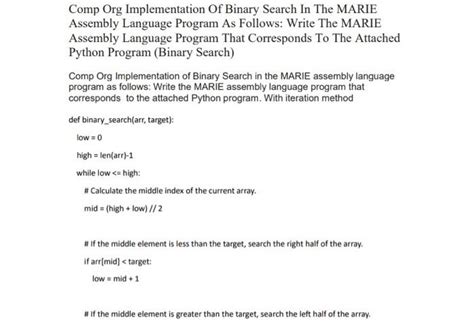 Solved Convert This Python Code To Marie Code Using These Chegg Com