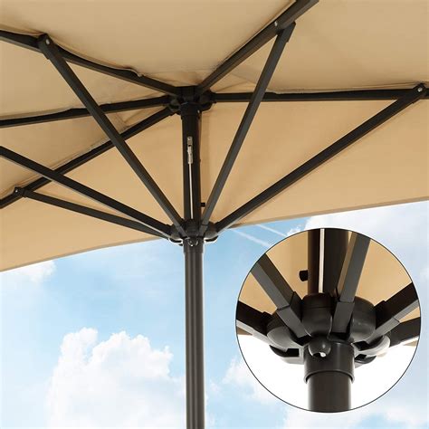 Parasol Ø 270 Cm Halfrond Marktscherm Uv Bescherming Tot Upf 50