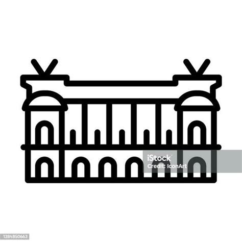 기념물 컬렉션에서 팔레 가르니에 아이콘 얇은 선형 팔레 가르니에 건물 흰색 배경에 격리 된 건축 윤곽 아이콘 라인 벡터 팔레 가르니에 기호 웹 및 모바일 기호 0명에 대한