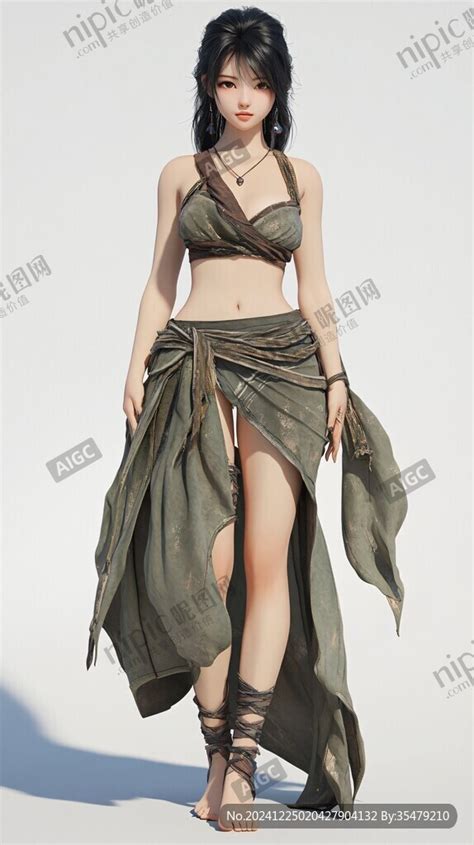 Ai创作图鼠绘模特 玄幻女 3dmax人物 写实人物设计 美女立绘 Cg美女 3d美女 立绘美女 东方女性东方人物 赤足古装美女 美丽草裙