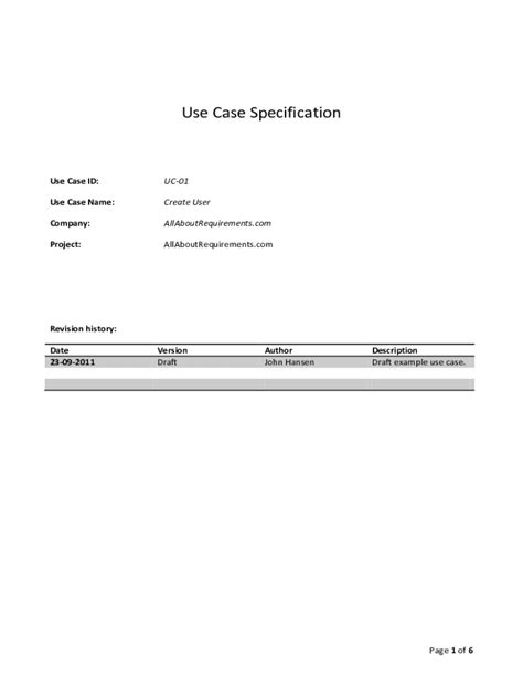 fillable online use case specification template use case fax email