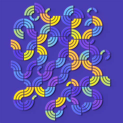 Digital Illustration Of A Repeating Geometric Pattern Composed Of Interlocking Swirling Shapes
