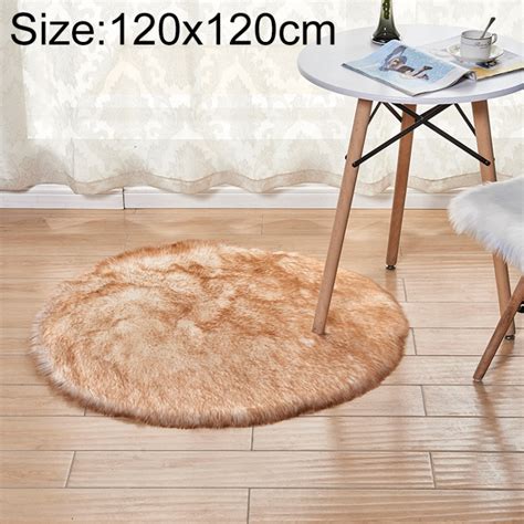 긴 봉제 라운드 카펫 거실 장식 모조 양모 카펫 매트 크기 120x120cm 흰색 노란색 팁