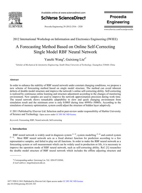 Pdf A Forecasting Method Based On Online Self Correcting Single Model
