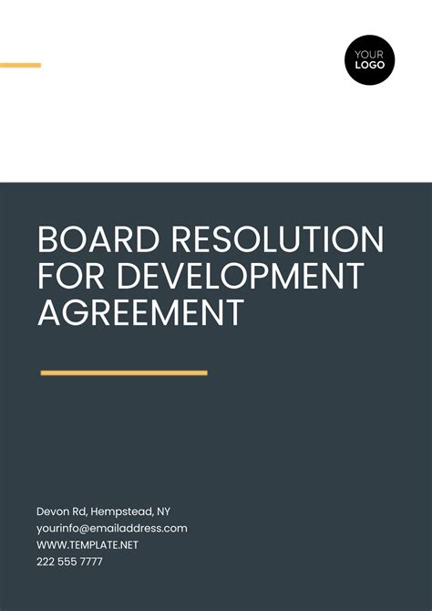 Free Board Resolution For Development Agreement Template To Edit Online