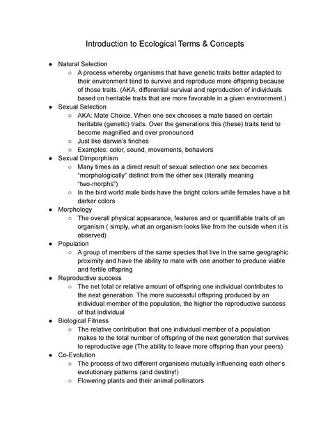 Introduction To Ecological Terms And Concepts Introduction To Ecological Terms And Concepts