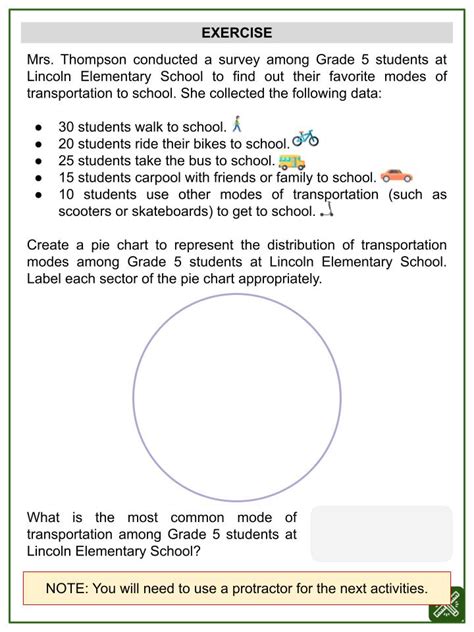 Pie Chart Space Day Themed Math Worksheets Aged 9 11