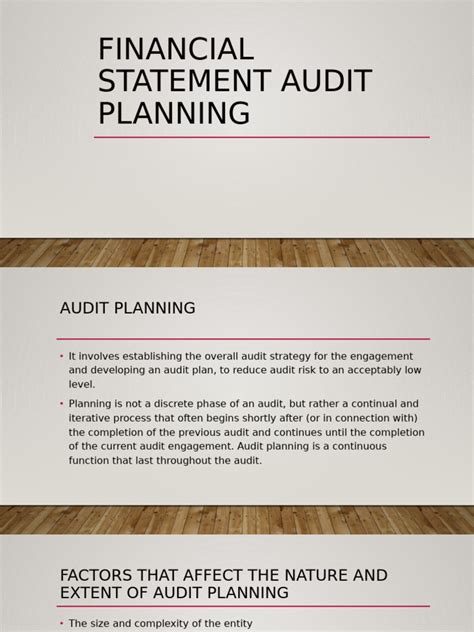 Financial Statement Audit Planning Pdf Financial Audit Audit