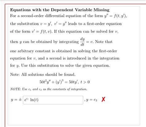 Solved Equations With The Dependent Variable Missing For A