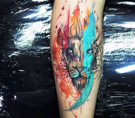 Colourful Lion Tattoo