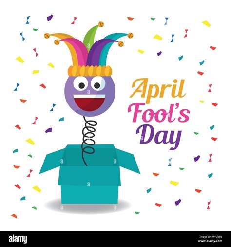 Jack In The Box With Confetti Laughing Emoticon April Fools Day Stock