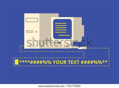 Retro Computer Flat Vector Illustration On Stock Vector Royalty Free 735773005 Shutterstock