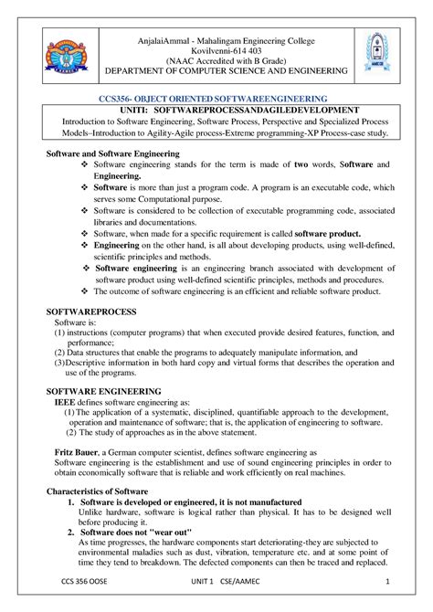 oose pd unit 1 notes unit 1 ccs356 object oriented