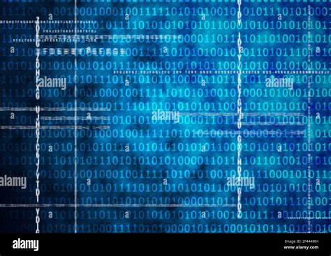 Composition Of Binary Coding Processing Over Blue Background Stock