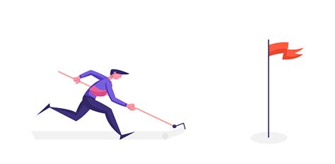 성공과 비즈니스 목표에 길을 포장 레드 플래그에 그림 롤러 그리기 경로를 들고 사업가 캐릭터 리더십 비즈니스 결정 경력 개념 만화 벡터 일러스트레이션 개념에 대한 스톡 벡터