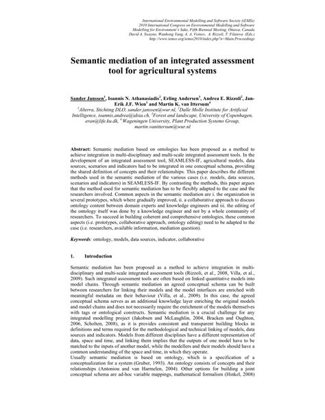 Pdf Semantic Mediation Of An Integrated Assessment Tool For
