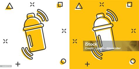 코믹 스타일의 셰이커 칵테일 아이콘 흰색 고립 된 배경에 알코올 병 만화 벡터 그림 바 드링크 스플래시 효과 비즈니스 컨셉 건강한 식생활에 대한 스톡 벡터 아트 및 기타