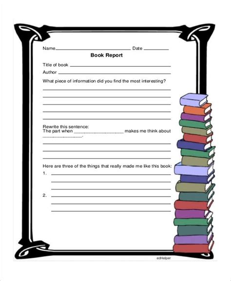 FREE 10 Sample Book Report Formats In PDF MS Word Book Report Book Review Template