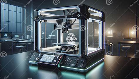 Advanced 3d Printer In A Creative Workshop Printing Complex Geometric Structures And Prototypes