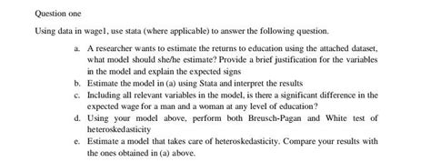 jsing data in wage1 use stata where applicable to