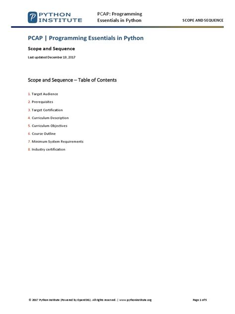 Scope And Sequence Pcap Programming Essentials In Python December