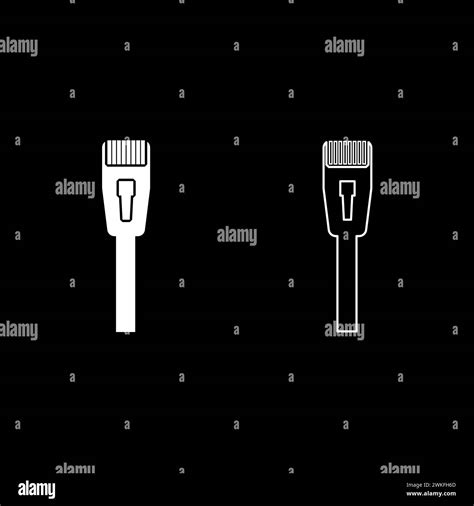 Connector With Wire Technology Ethernet Rj45 Internet Concept Cable Jack Set Icon White Color