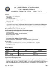 CIVE330 Syllabus 2021 Pdf CIV E 330 Introduction To Fluid Mechanics Fall 2021 September 01