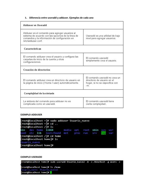 Diferencia Entre Useradd Y Adduser Pdf Usuario Informática