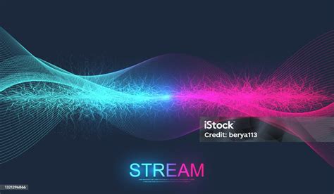 디지털 스트리밍 배경 웨이브 흐름 플렉서스 스트림 배경 다채로운 입자와 추상 동적 모션 라인과 점 배경 빅 데이터 기술 벡터 그림입니다 양자에 대한 스톡 벡터 아트 및 기타