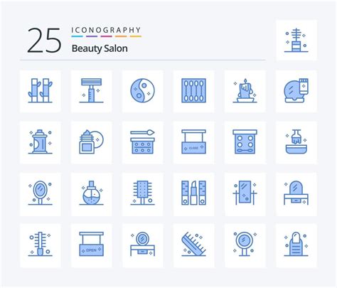 Beauty Salon 25 Blue Color Icon Pack Including Salon Face Brush Beauty Cosmetics Women