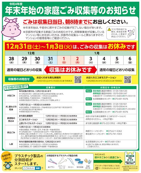 【京都市】年末年始の家庭ごみ収集日等にご注意（2022～2023年） 【フラットエージェンシー】京都の賃貸・不動産情報
