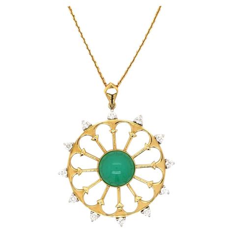Cartier Diamond Coral And Chrysoprase Heart Yellow Gold Pendant