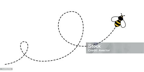 Bee On Dotted Route Bumblebee Fly On Dotted Line Path Vector Background Happy Bee On Dotted