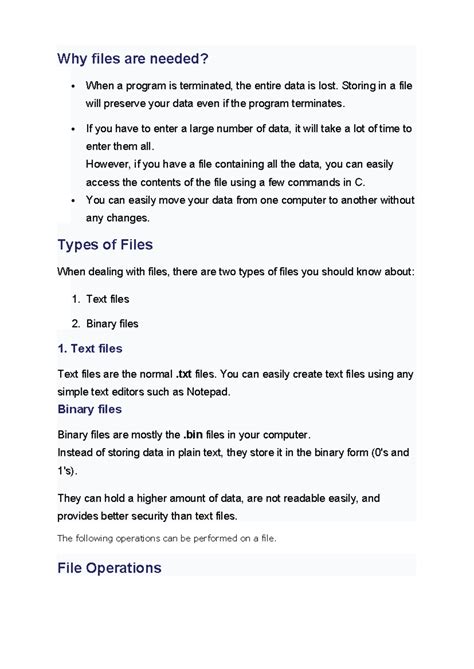 Filesinc FILES IN C Why Files Are Needed When A Program Is Terminated The Entire Data Is